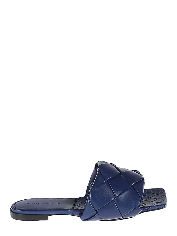 Bottega Veneta Lido Leather Flat Sandals - Blue