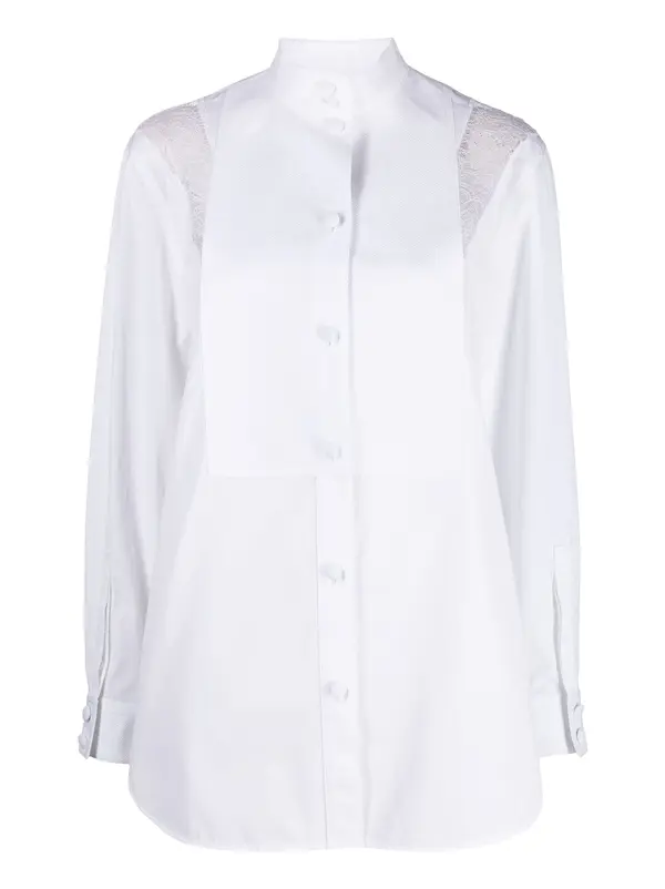 Burberry Lace-panel Cotton Shirt - White