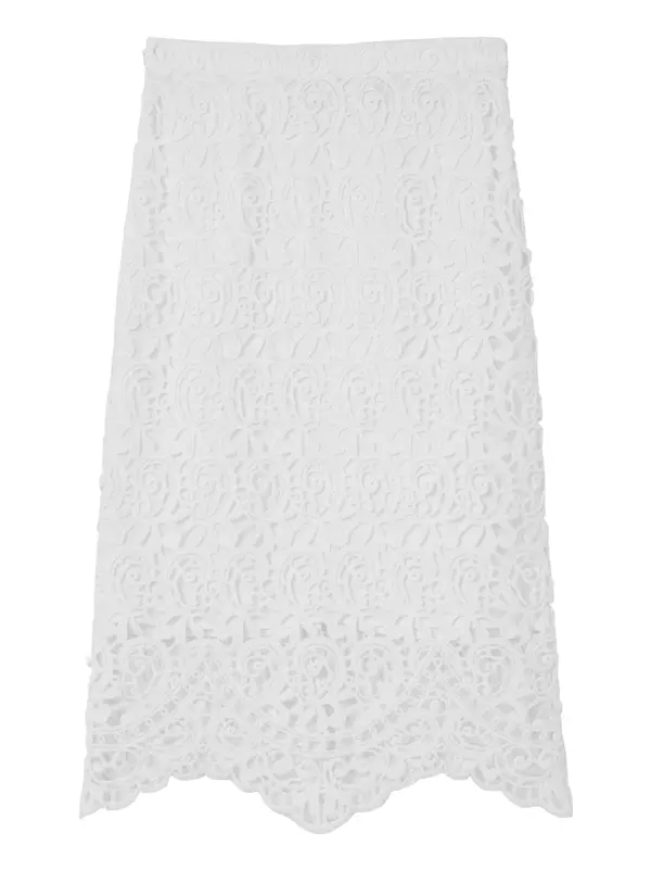 Burberry Macramé-lace Pencil Skirt - White