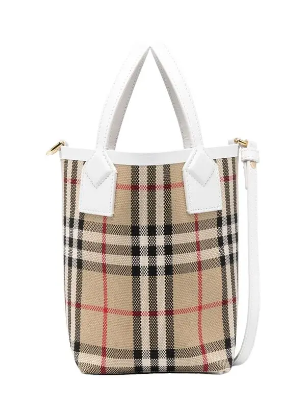 Burberry Check Motif Mini Bucket Bag - Beige