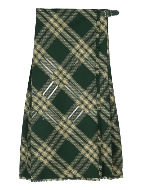 Burberry Wool Midi Skirt - Green
