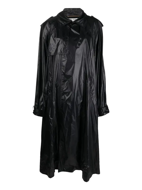 Saint Laurent Nylon Cloak Coat - Black