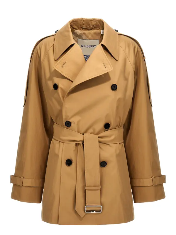 Burberry Double-breasted Short Trench Coat - Beige