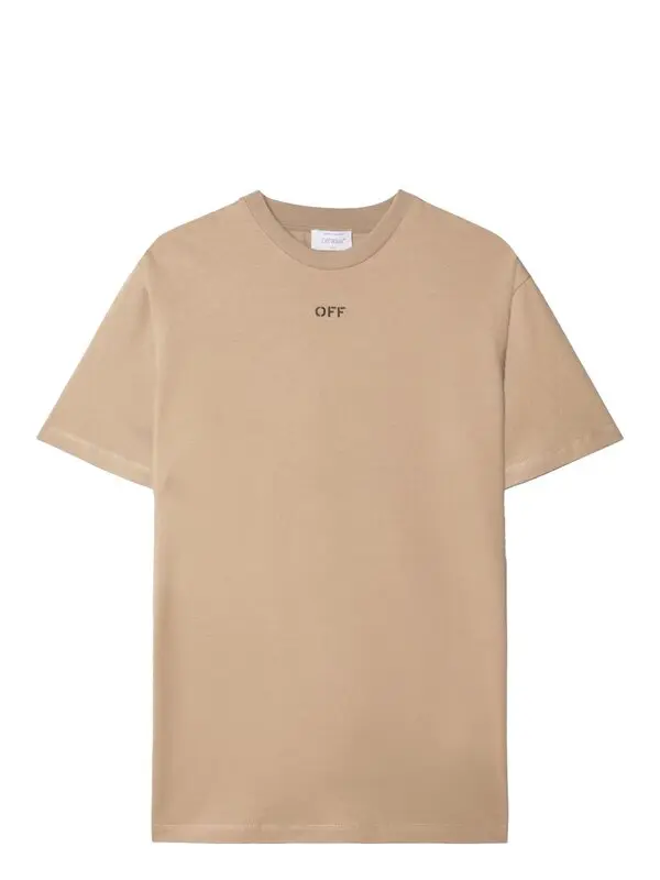Off-White Logo Cotton T Shirt - Beige