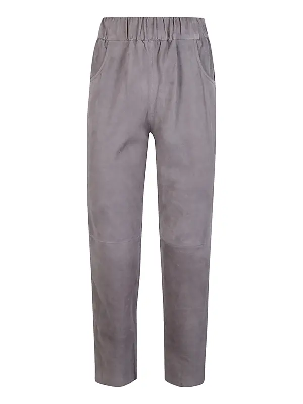 VIA MASINI 80 Suede Trousers - Grey