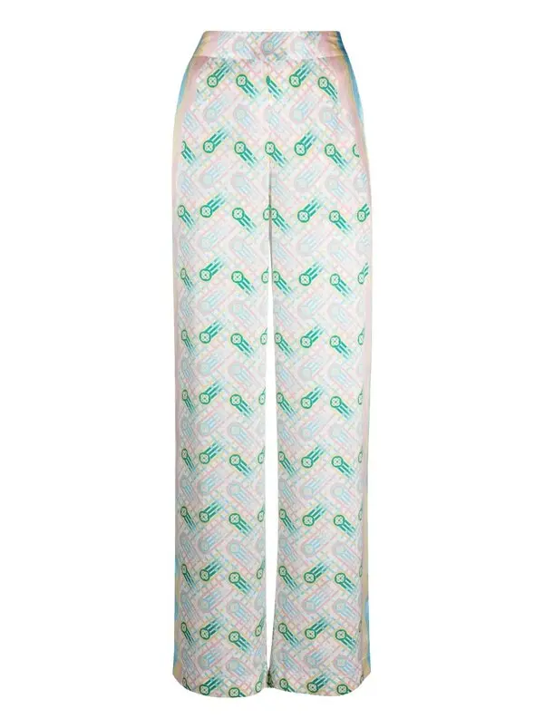 Casablanca Printed Straight Leg Trousers - White