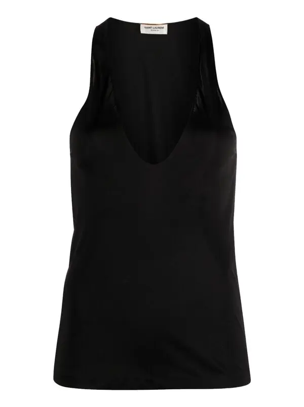 Saint Laurent Deep Neckline Jersey Top - Black