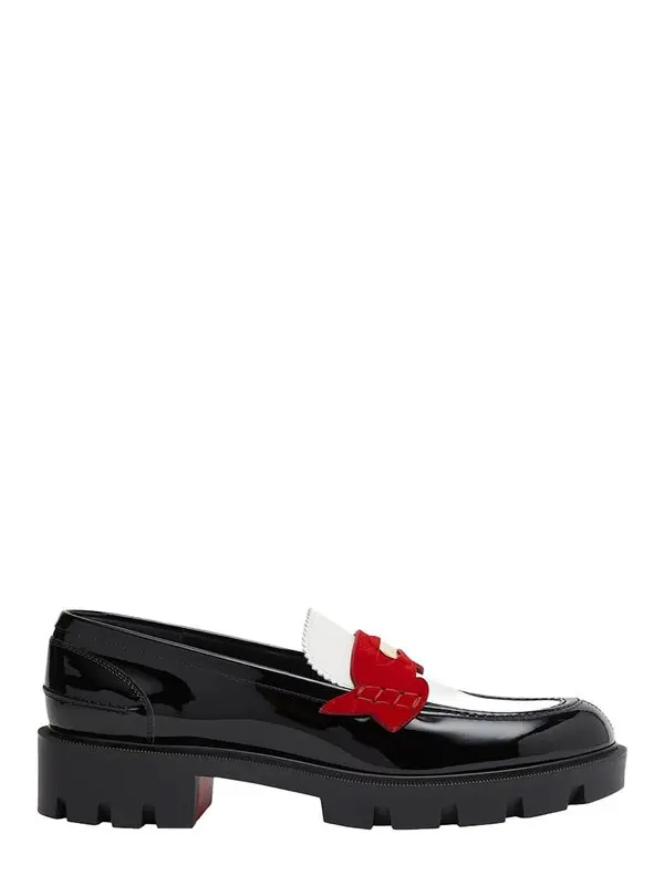CHRISTIAN LOUBOUTIN Donna Tricolor Penny Loafers - Black/white