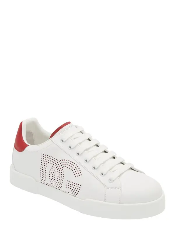 Dolce & Gabbana Portofino Leather Low-top Sneakers - Bianco/ Rubino