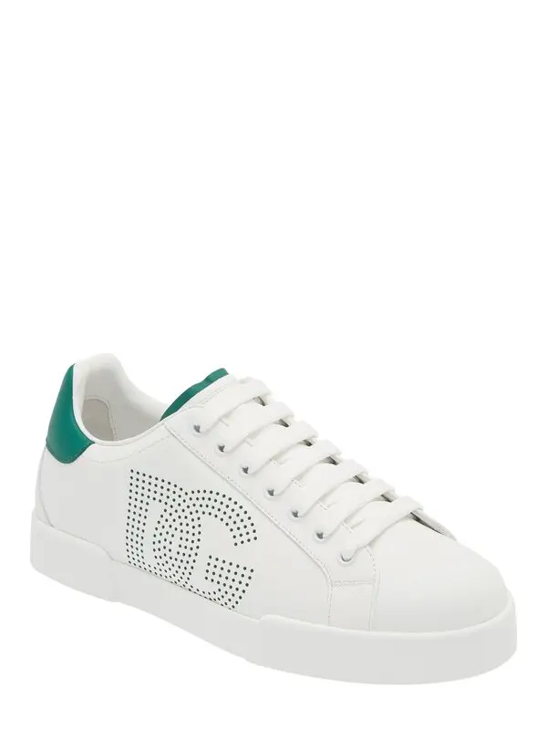 Dolce & Gabbana Portofino Leather Low-top Sneakers - Bianco/ Smeraldo