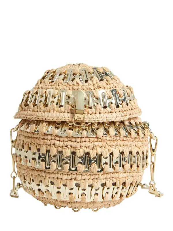 Rabanne 1969 Ball Raffia Shoulder Bag - Natural / Light Gold