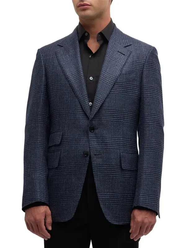 TOM FORD Shelton Prince Of Wales Sport Coat - Navy Multi
