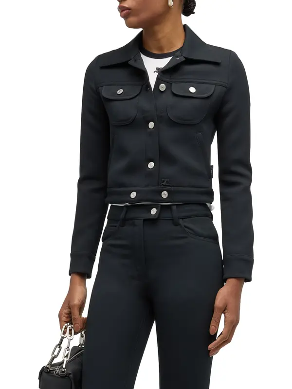 COURREGES Signature Twill Trucker Jacket - Black
