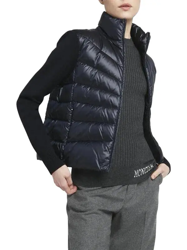 Moncler Lightweight Wool Puffer Cardigan - Navy