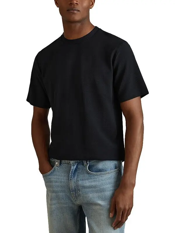 REISS Wick-ss Textured Tee - Navy