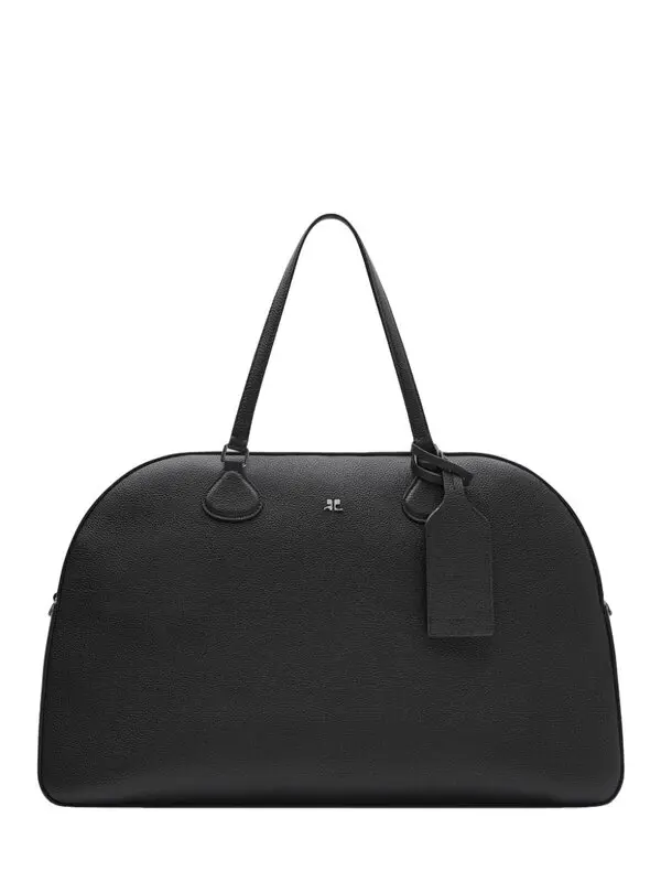 COURREGES Logo-plaque Leather Duffle Bag - Black