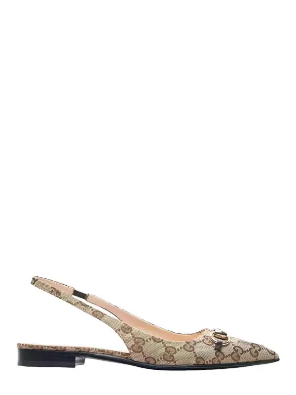 Gucci Monogram Slingback Ballerina Shoes - Neutrals