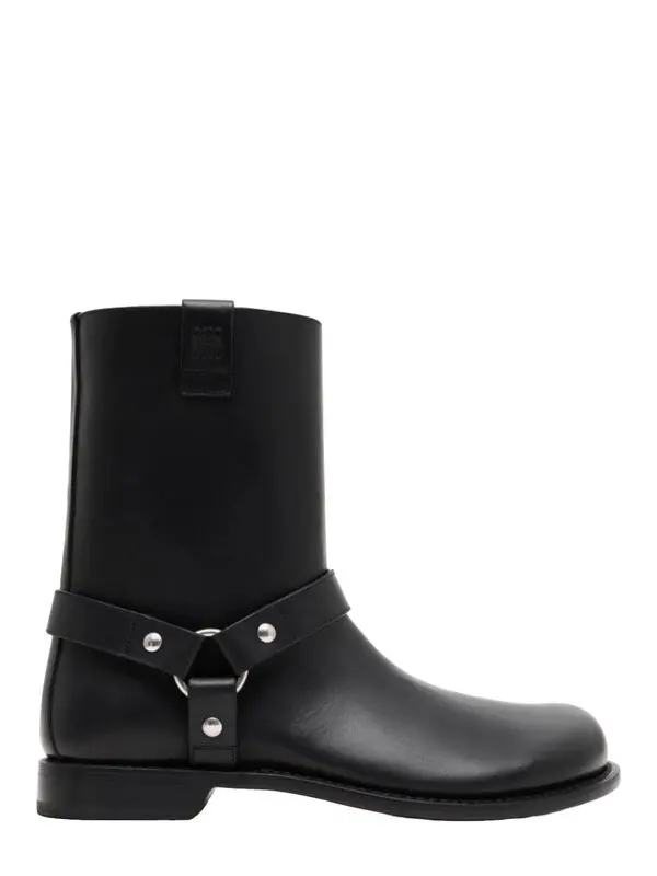 Loewe Campo Leather Biker Boots - Black