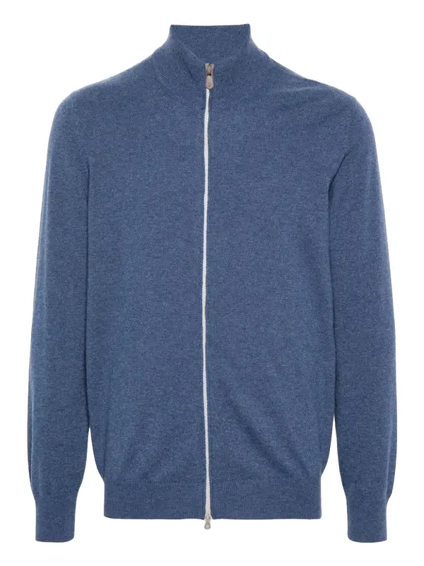 Brunello Cucinelli Zip-up Cashmere Jumper - Blue