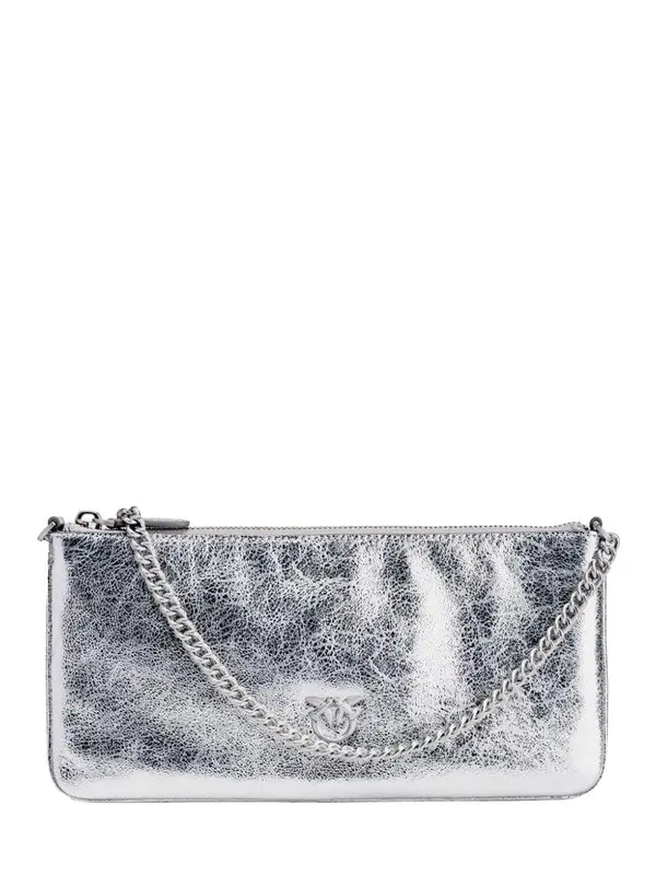 Pinko Flat Leather Tote - Silver
