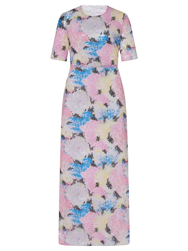 Rosetta Getty Floral-motif Sequinned Maxi Dress - Pink