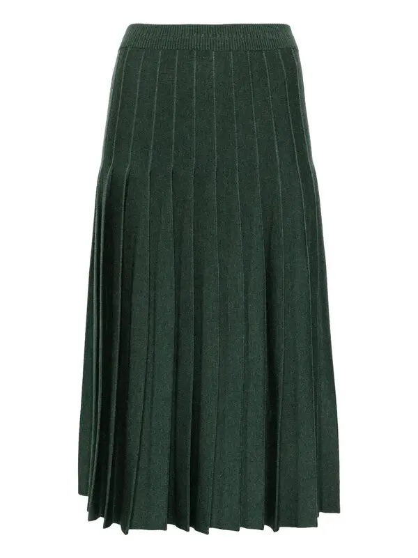 Thom Browne Pleated Knitted Midi Skirt - Green