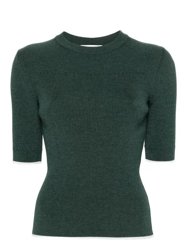 Thom Browne Ribbed Jumper With Contrasting Trim - Green