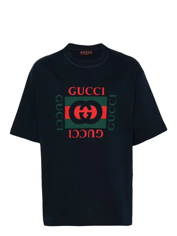 Gucci Interlocking G-print Cotton T-shirt - Blue
