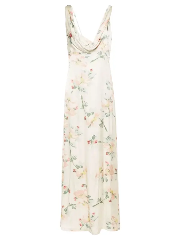 TOTÊME Floral-print Satin Maxi Dress - Neutrals