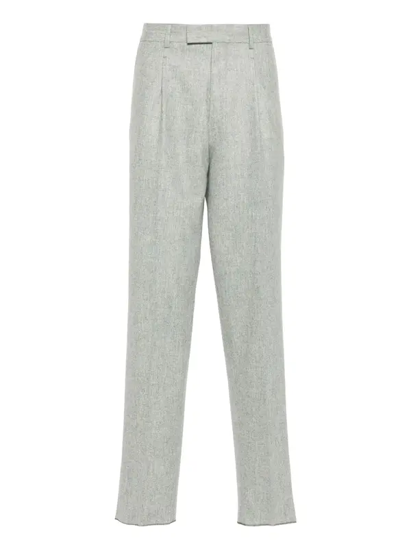 Zegna Felted Tailored Wool Trousers - Grey