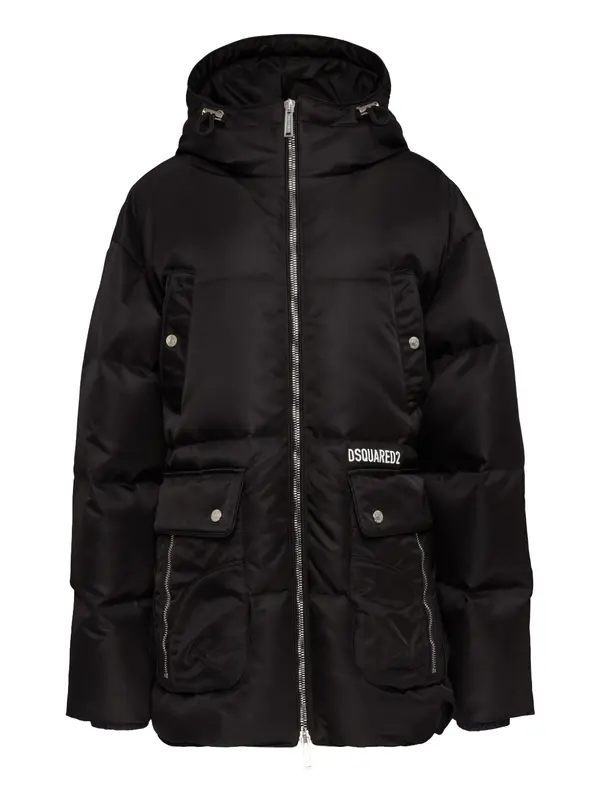 Dsquared2 Quilted Hooded Coat - Black