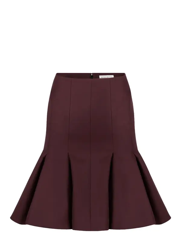 Nina Ricci Peplum Wool Skirt - Red