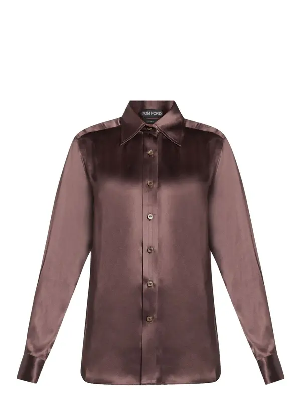 TOM FORD Buttoned Silk Shirt - Brown