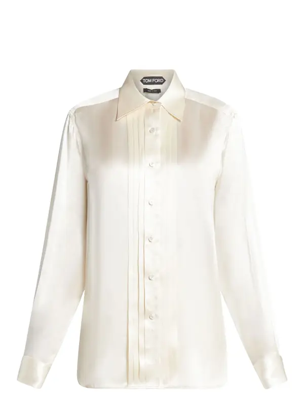 TOM FORD Pintuck-detail Silk Shirt - White