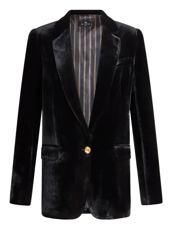 Etro Velvet Single-breasted Blazer - Black
