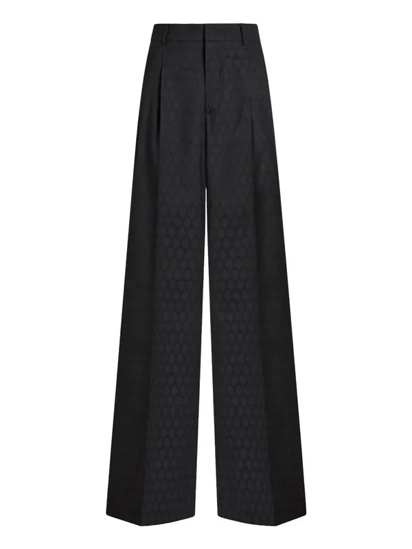 Etro Patterned Jacquard Wool Trousers - Black