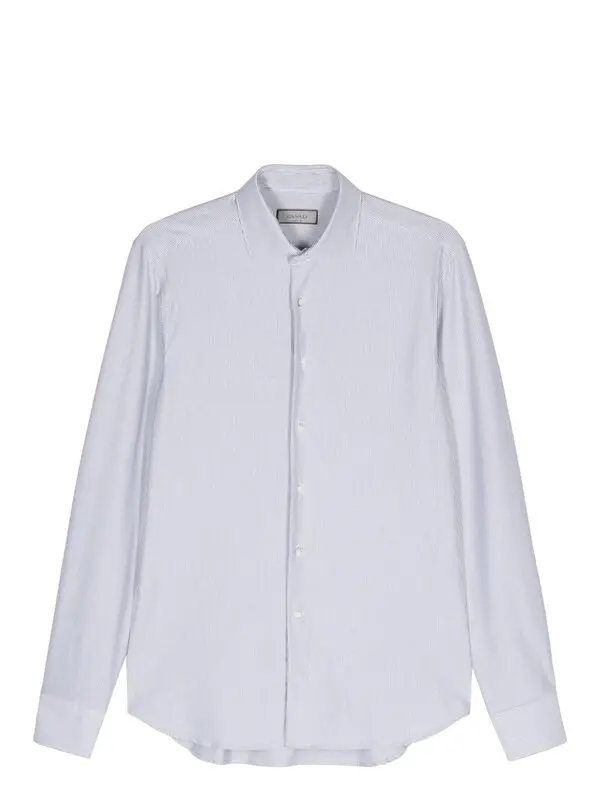 Canali Cutaway-collar Striped Shirt - Grey