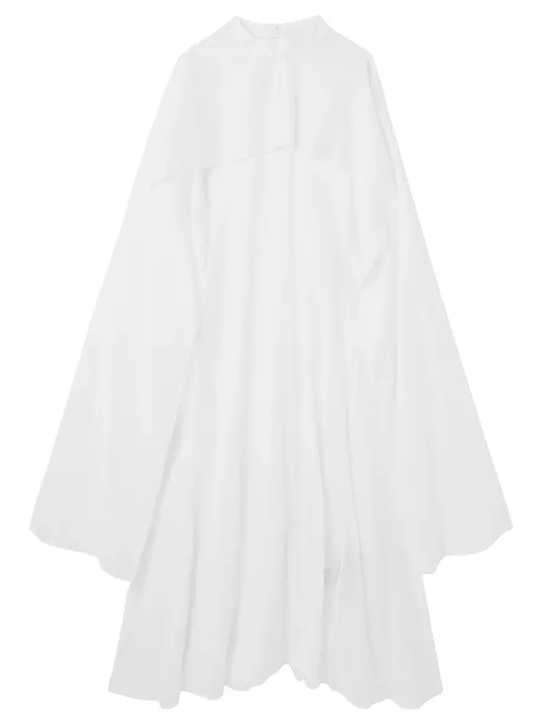 JIL SANDER Cape-effect Cotton-poplin Maxi Dress - White