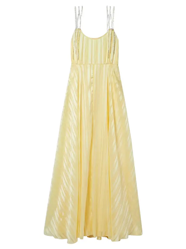 LoveShackFancy Darralis Crystal-embellished Striped Maxi Dress - Pastel Yellow