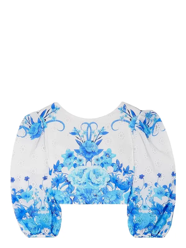 Borgo De Nor Rhea Cropped Floral Top - White