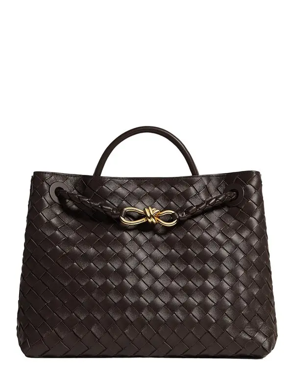 Bottega Veneta Intrecciato Leather Andiamo Top Handle Bag - Fondant