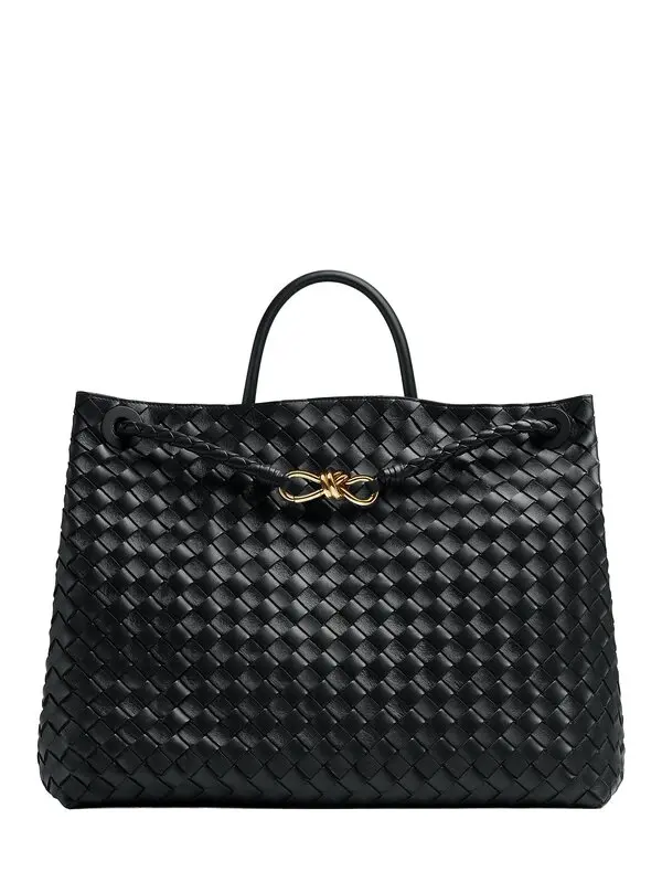 BOTTEGA  VENETA Large Intrecciato Andiamo Top Handle Bag - Black