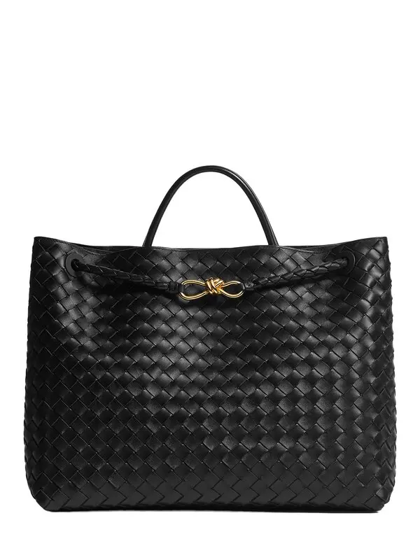 Bottega Veneta Large Intrecciato Leather Andiamo Bag - Black