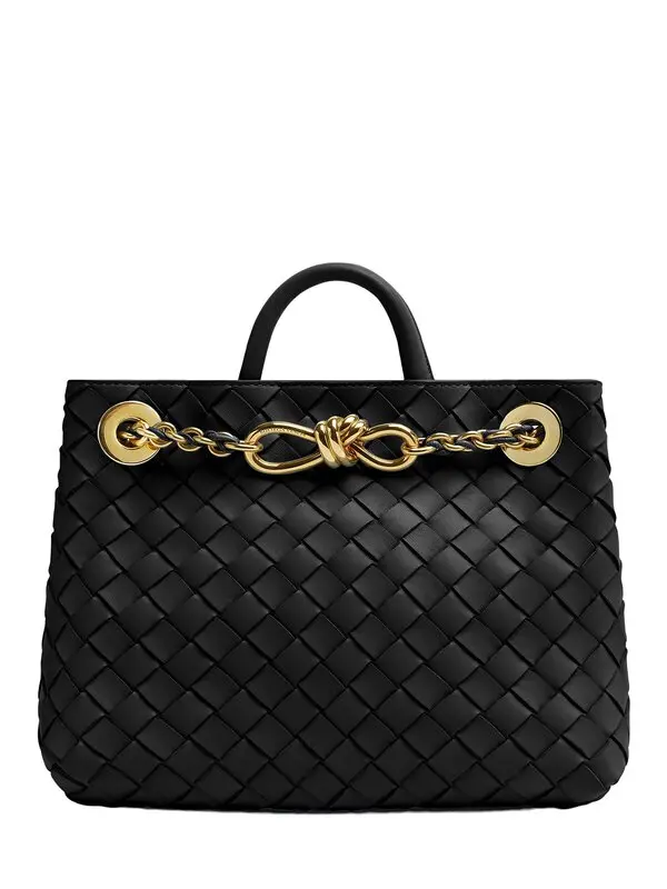 BOTTEGA  VENETA Small Intrecciato Andiamo Chain Bag - Black