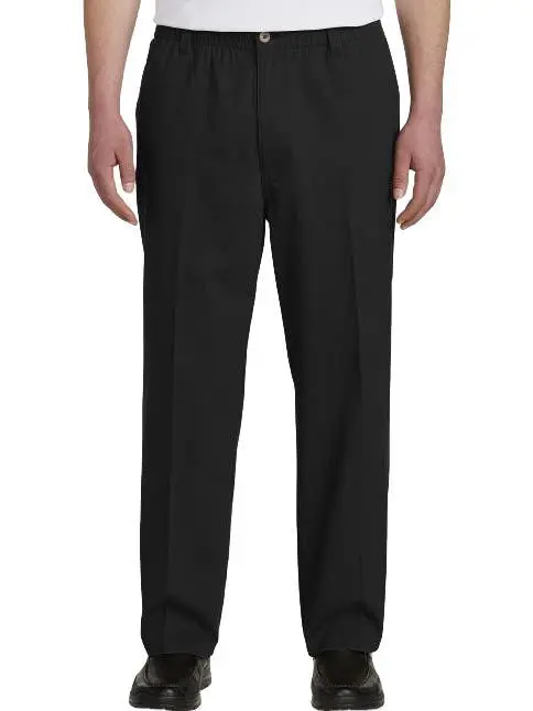 HARBOR BAY BY DXL Elastic-waist Pants - Black