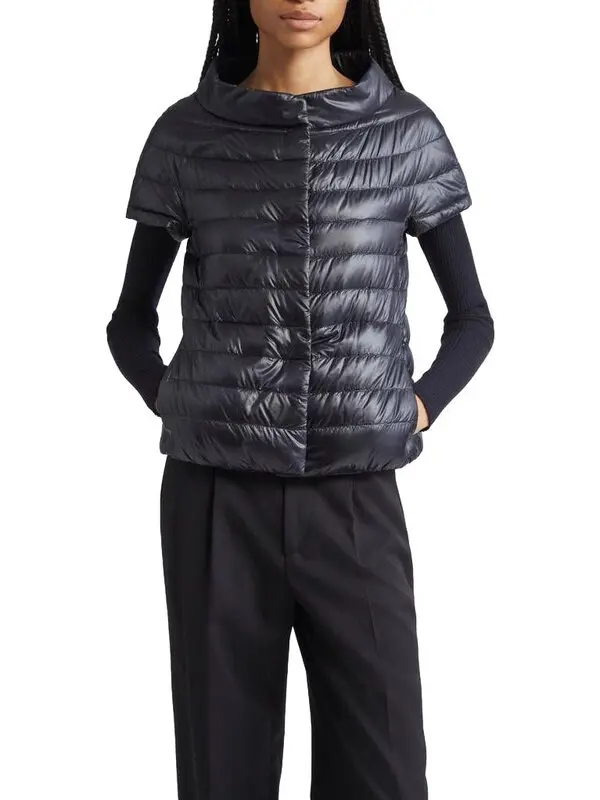 Herno Emilia Cap-sleeve Quilted Down Jacket - Nero