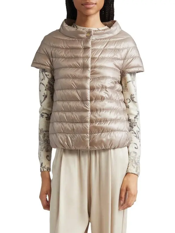 Herno Emilia Cap-sleeve Quilted Down Jacket - Taupe