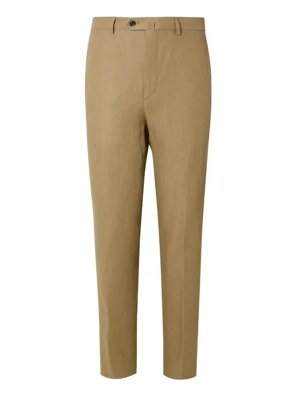 Loro Piana Carlo Straight-leg Linen-twill Trousers - Brown