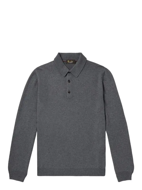 Loro Piana Arona Baby Cashmere Polo Shirt - Gray