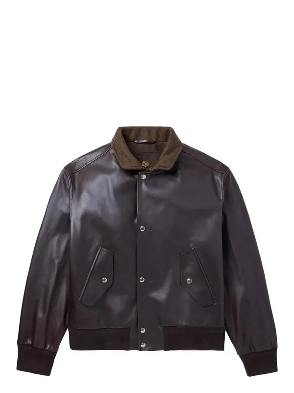 Loro Piana Johnie Leather Bomber Jacket - Brown